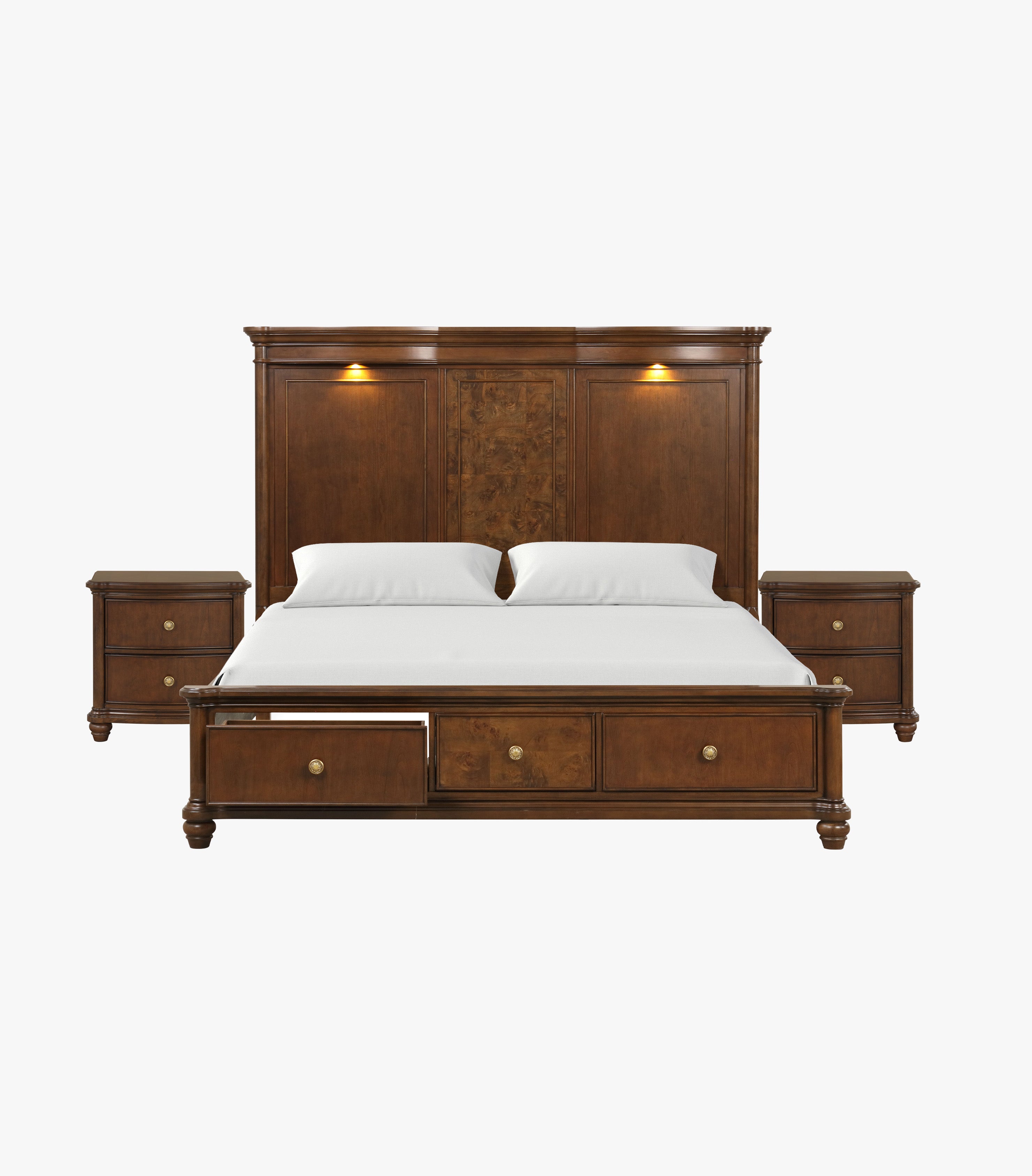 Recámara King size Marcella de madera color café - incluye cama y 2 bu ...
