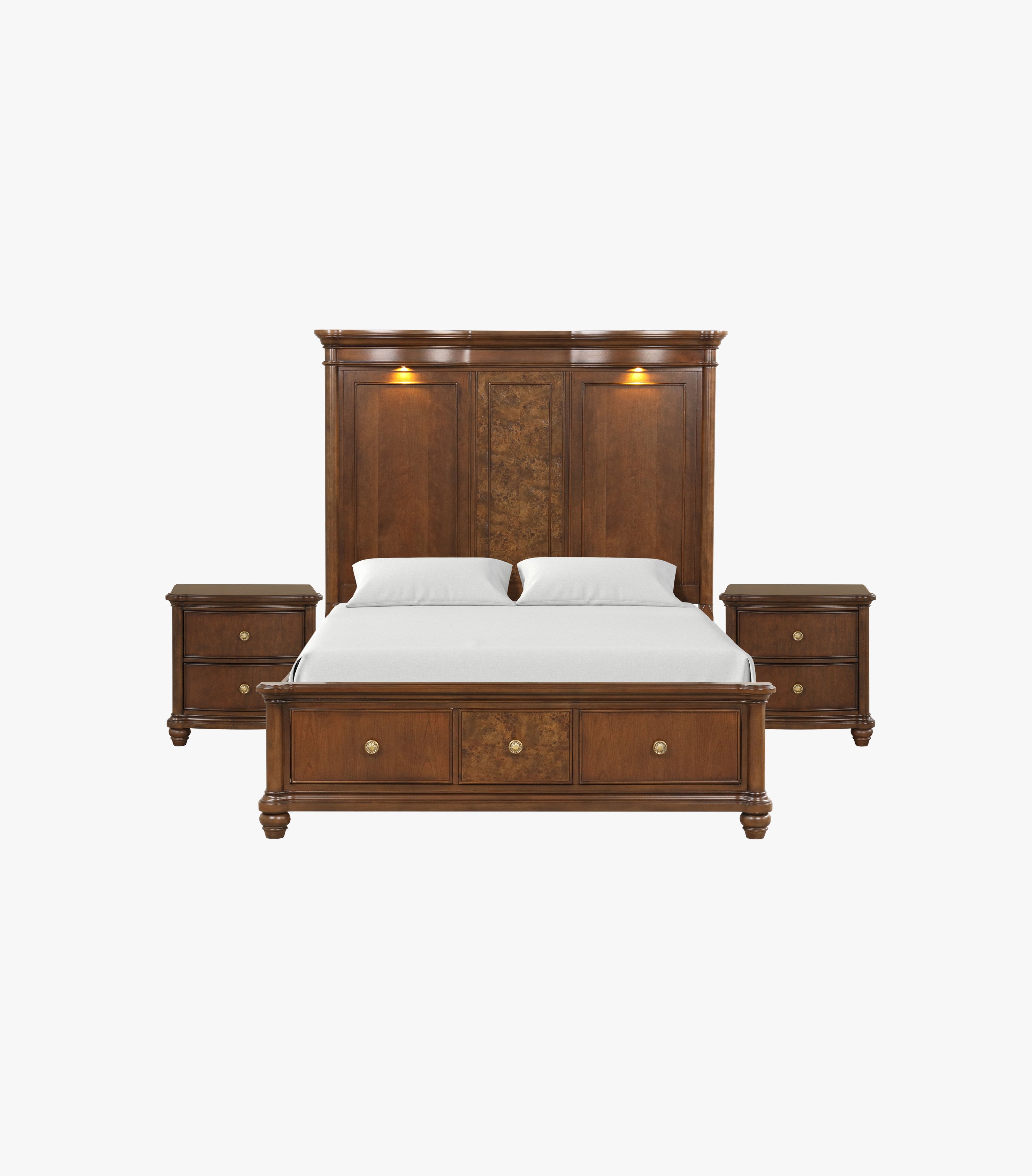 Recámara Queen size Marcella de madera color café - incluye cama y 2 b ...