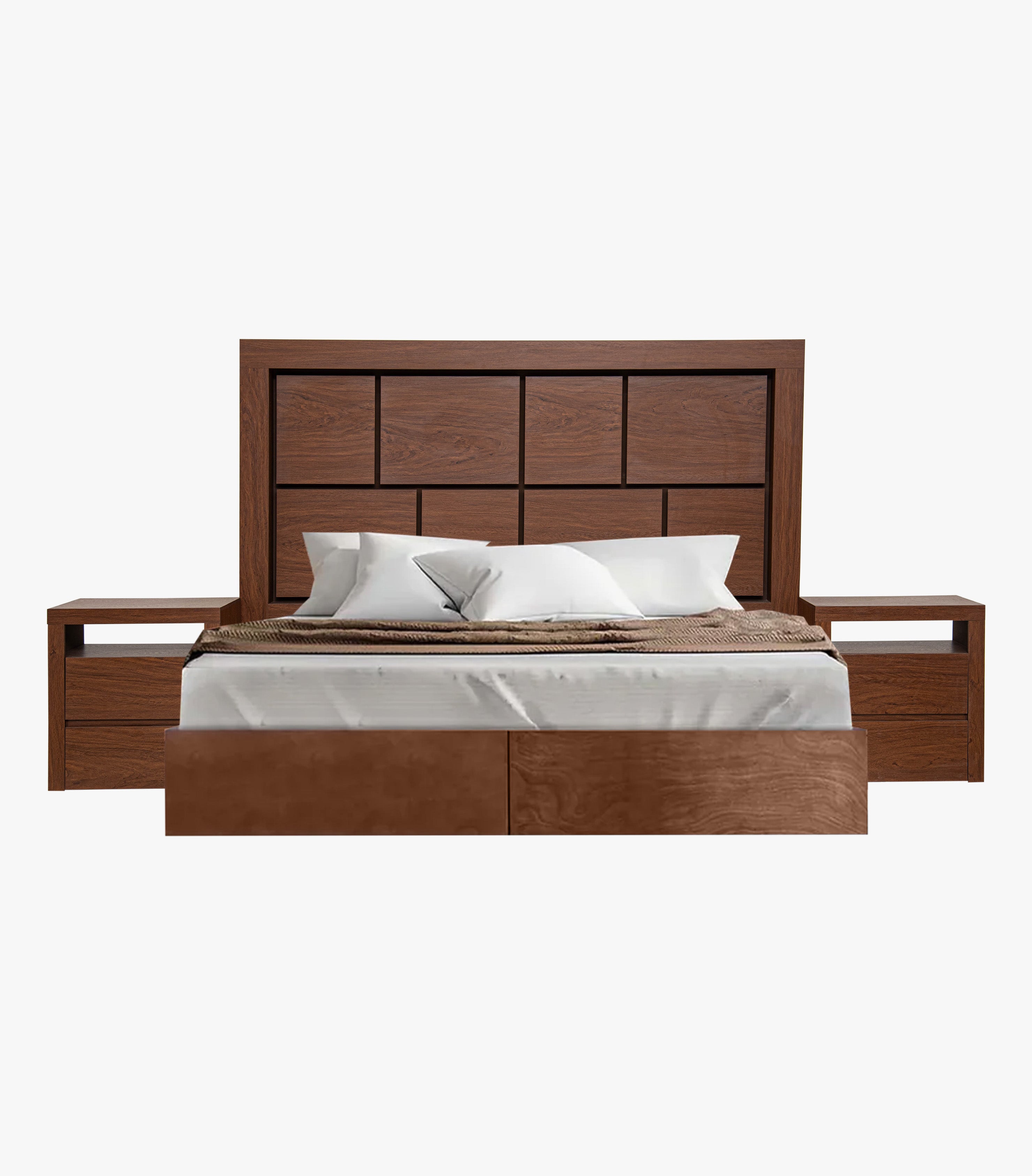 Recámara Dunes de Madera color Café Cabecera, 2 buros, cómoda y espejo ...