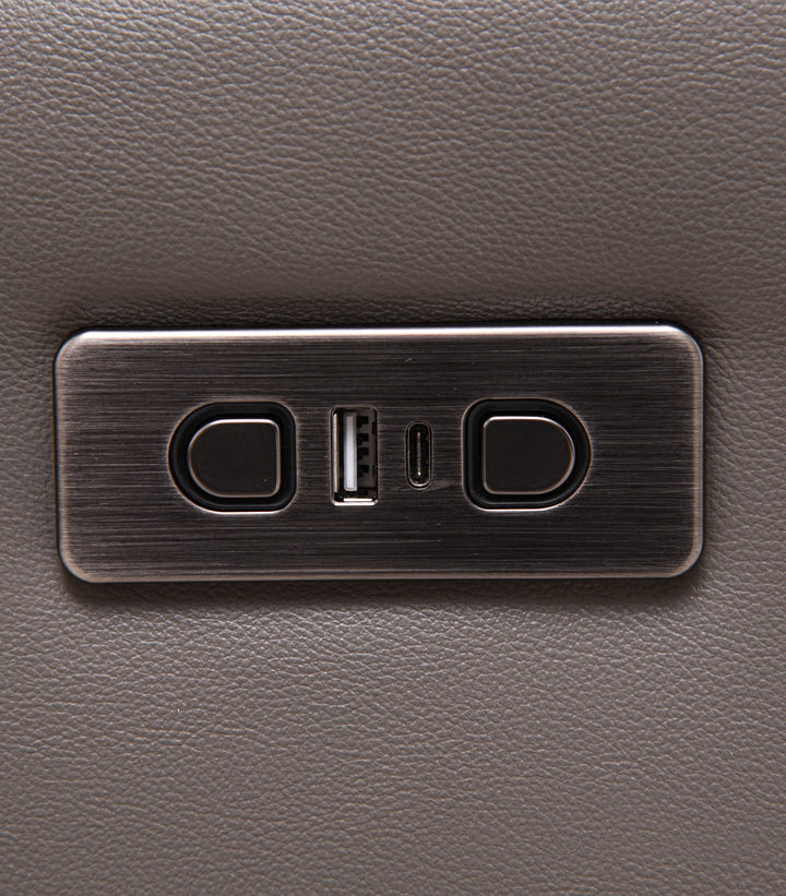 Sillón Reclinable Eléctrico Cooper de Piel Gris | Puerto USB y Diseño ...