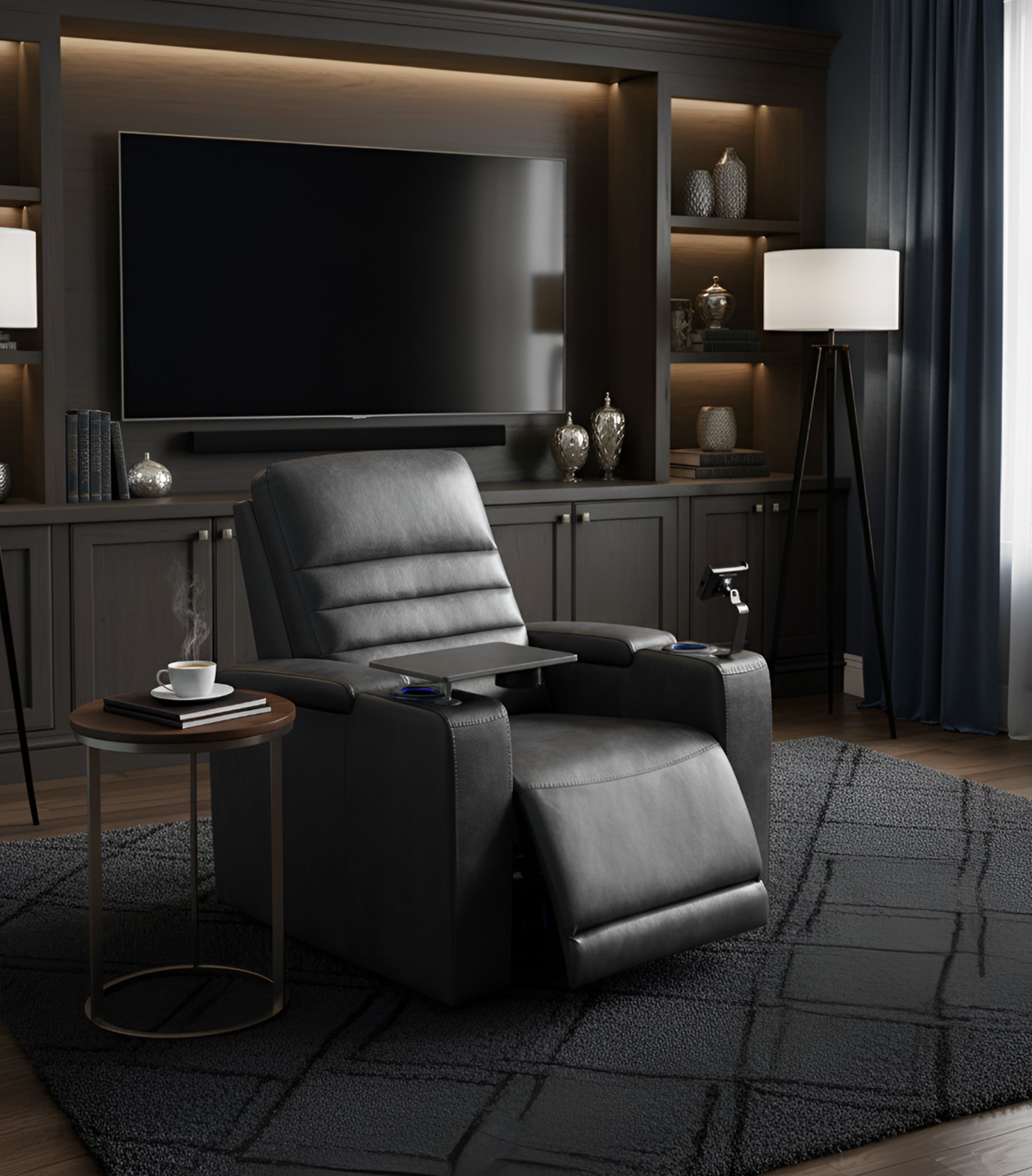 Sillón Reclinable Eléctrico Raylan Gris | Vinil de Fácil Limpieza y USB ...